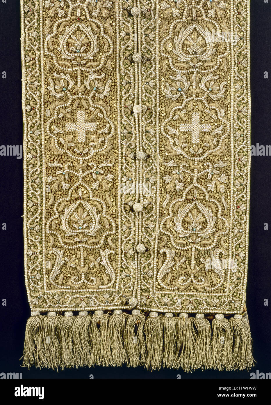 STOLE, 17TH CENTURY. /nRussian Orthodox velvet and satin stole ...