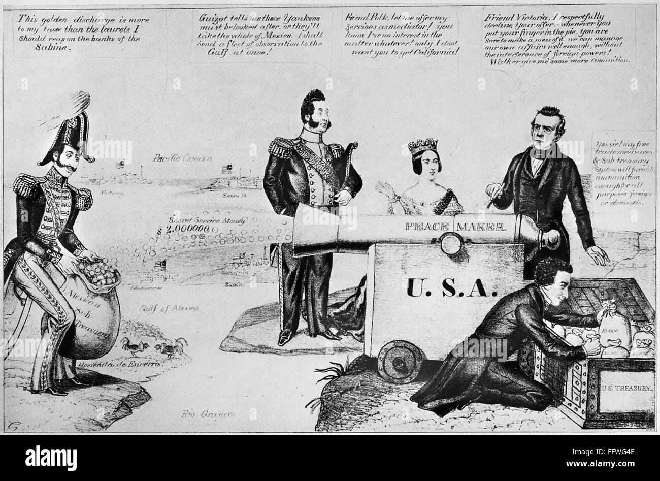 CARTOON: MEXICAN WAR, 1846./nCartoon depicting American president James ...