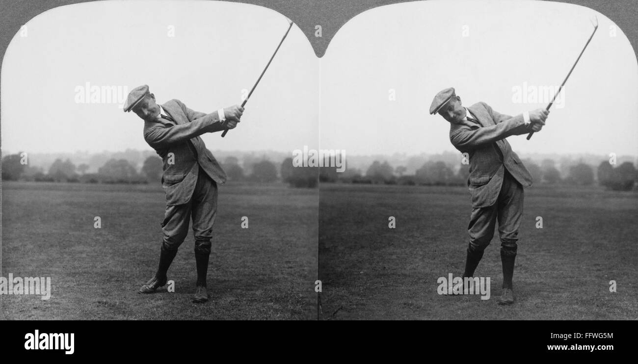 HARRY VARDON (1870-1937). /nChannel Islander golfer. Vardon swinging a ...