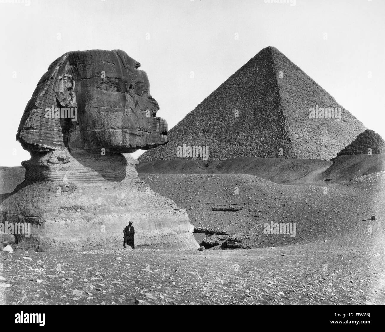 EGYPT: SPHINX AND PYRAMID. /nA view of the Great Sphinx at Giza, Egypt ...