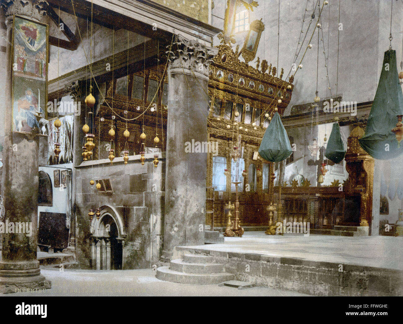 BETHLEHEM: CHURCH. /nInterior of the Church of the Nativity in ...