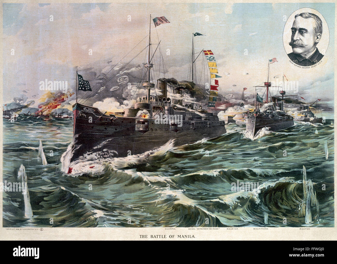 SPANISH-AMERICAN WAR, 1898. /nThe Battle of Manila Bay, 1 May 1898. The ...