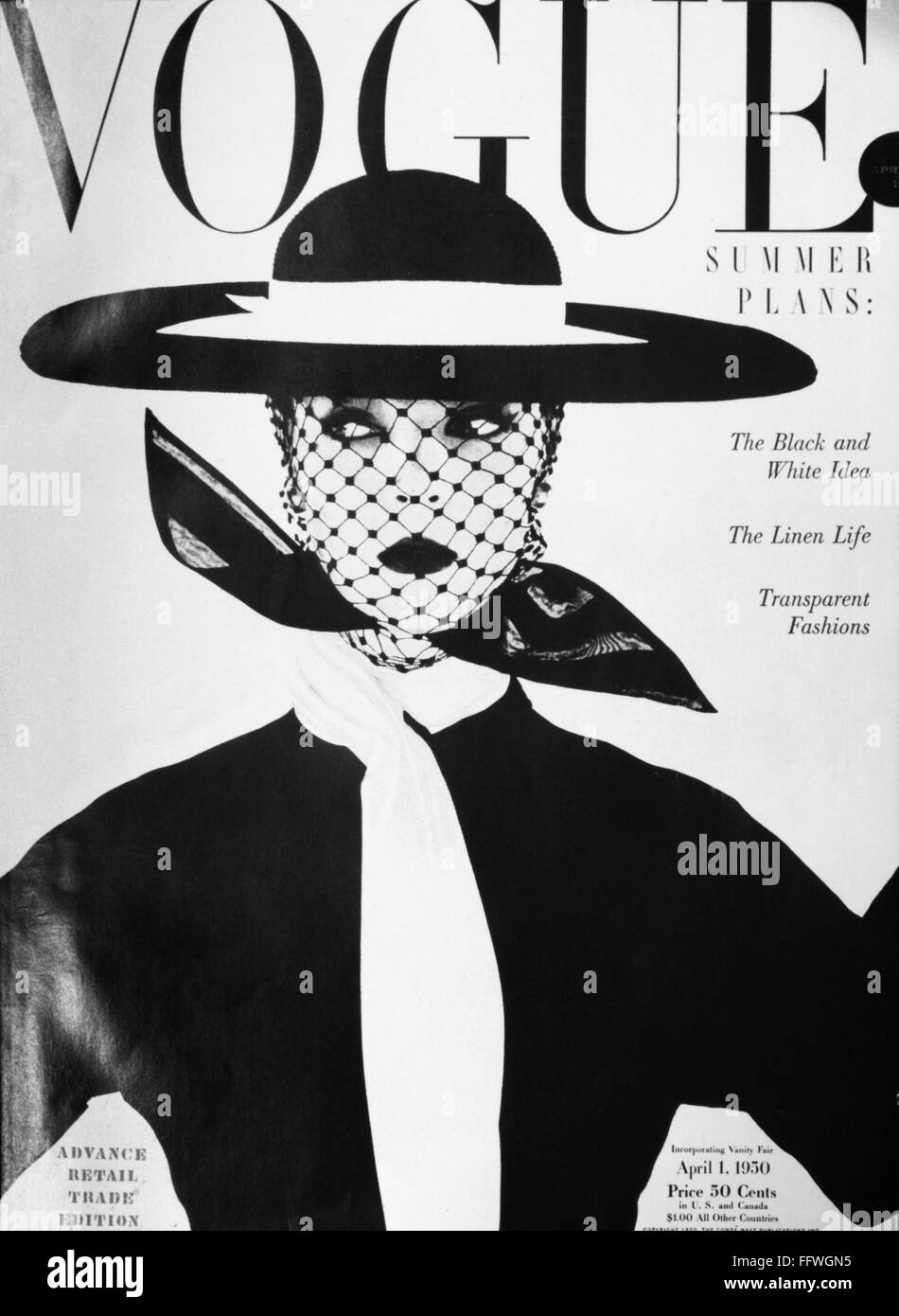 VOGUE MAGAZINE, 1950. /nCover of the 1 April 1950 issue of the American ...