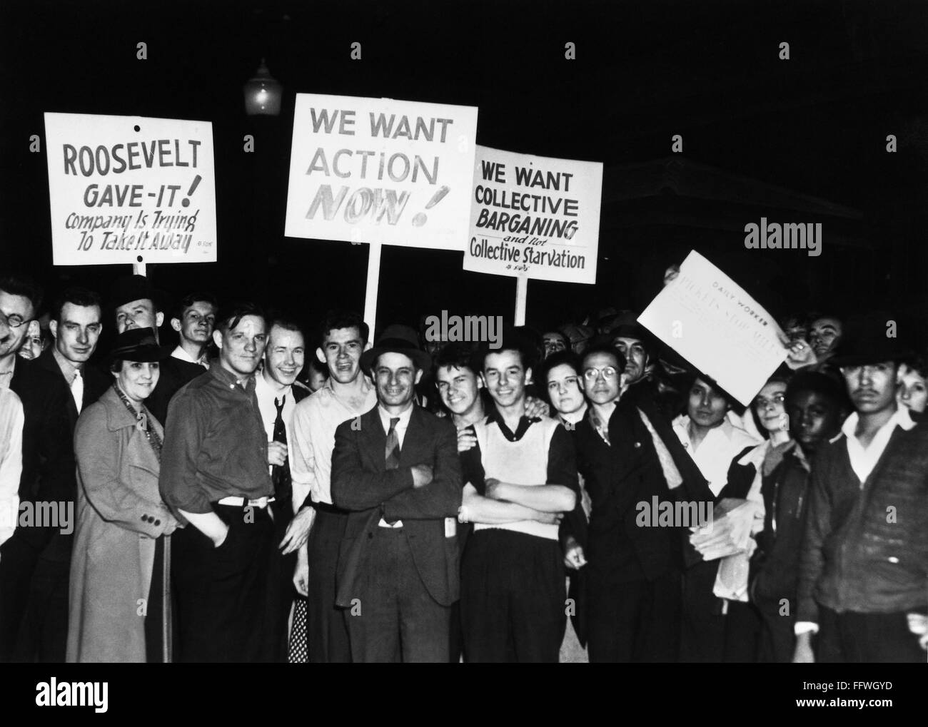 STEEL STRIKE, 1937. /nStriking employees of the Inland Steel ...