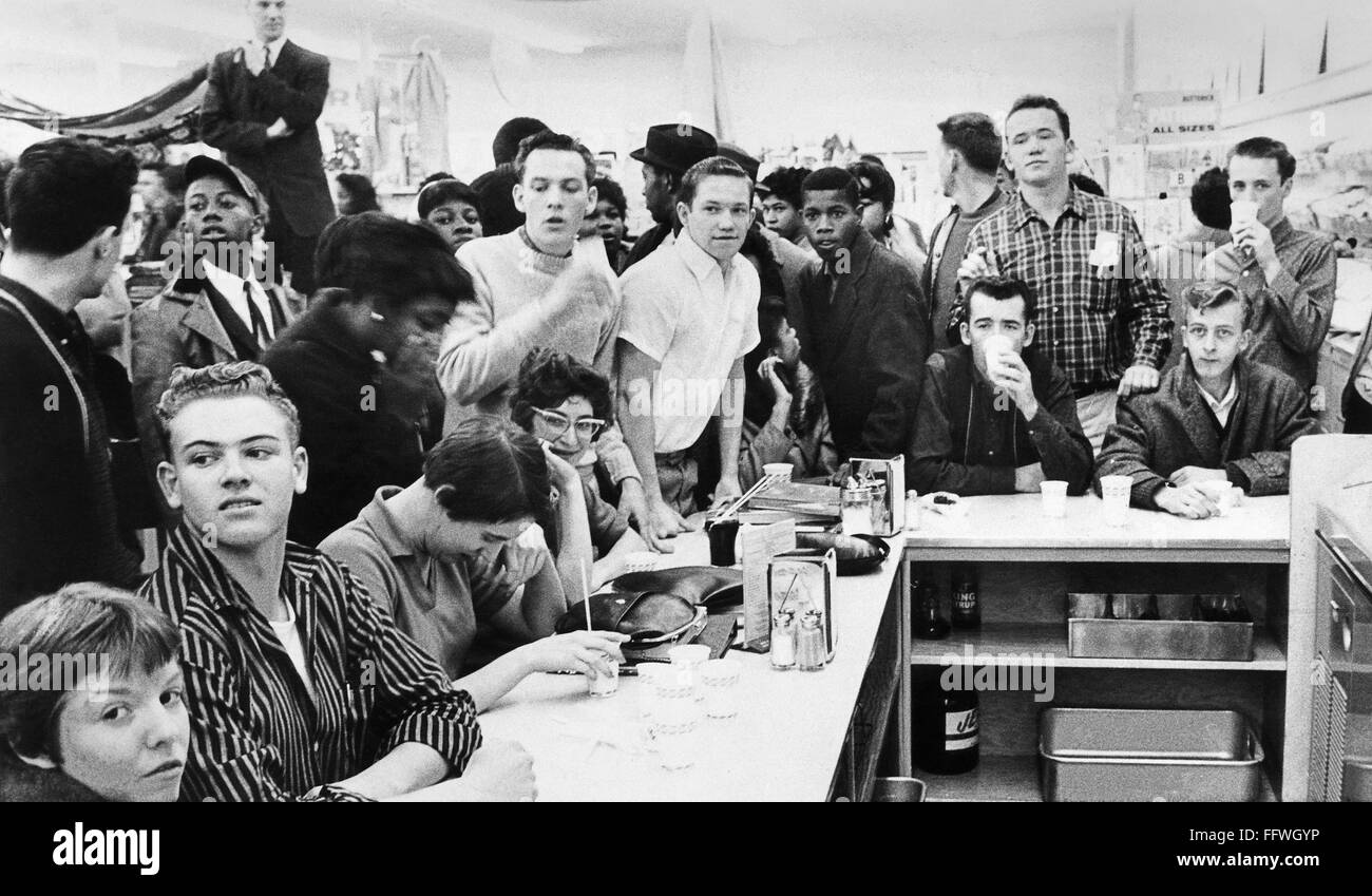 LUNCH COUNTER SIT-IN, 1960. /nScene at a department store lunch counter ...