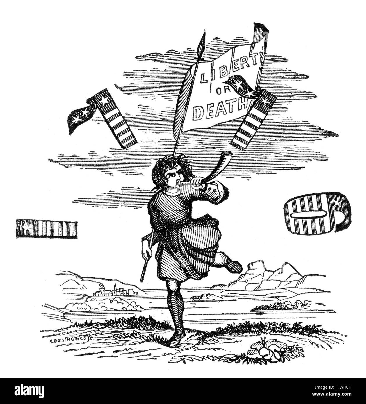 LIBERTY OR DEATH, 1776. /nWood engraving from the introduction to 'The ...