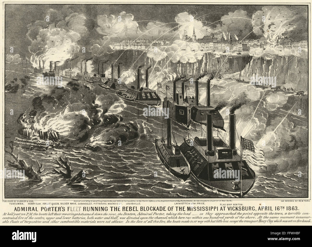 CIVIL WAR: VICKSBURG, 1863. /nAdmiral David Porter's fleet on the ...