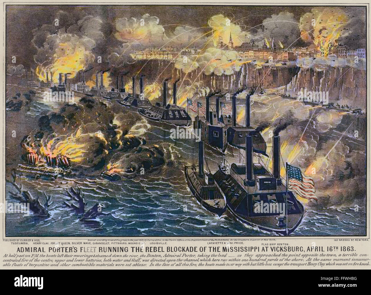 CIVIL WAR: VICKSBURG, 1863. /nAdmiral David Porter's fleet on the ...