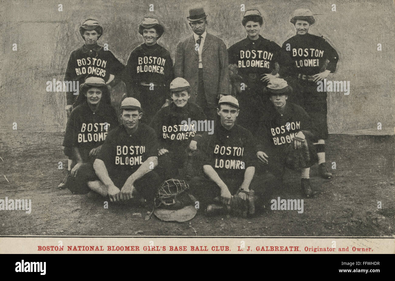 BLOOMER GIRLS. /nMembers of the Boston National Bloomer Girl's Baseball ...