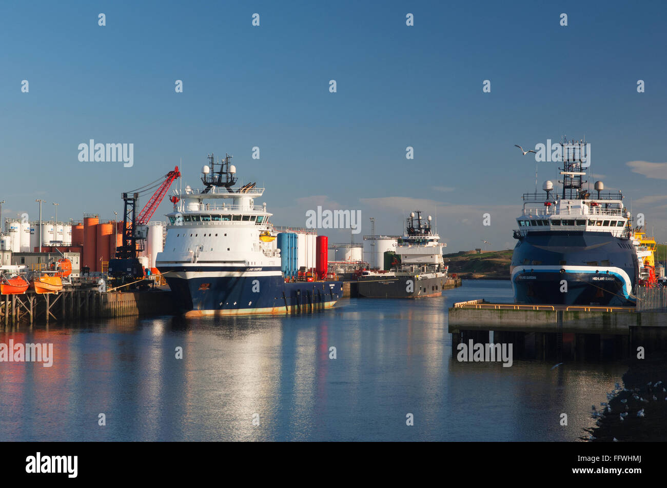 Aberdeen harbour in sunlight - Scotland, UK Stock Photo - Alamy