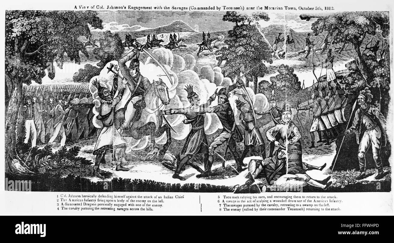 BATTLE OF THE THAMES, 1813. /nCavalry attack, led by Colonel Richard M ...