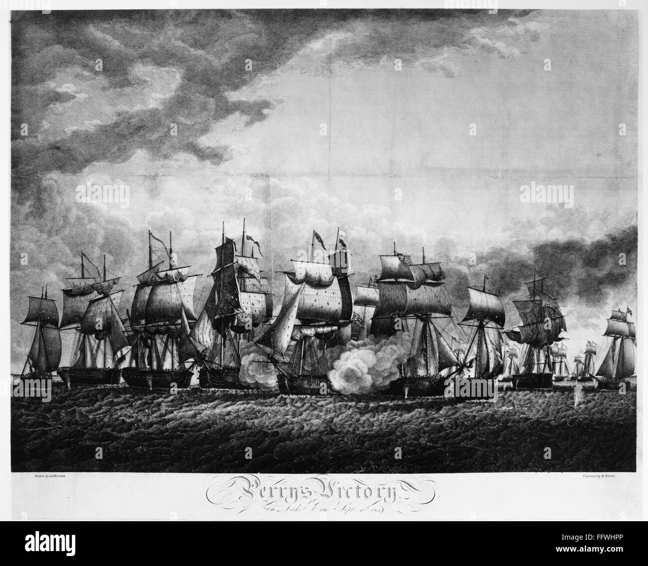 BATTLE OF LAKE ERIE, 1813. /nOliver Hazard Perry's victory at Lake Erie ...