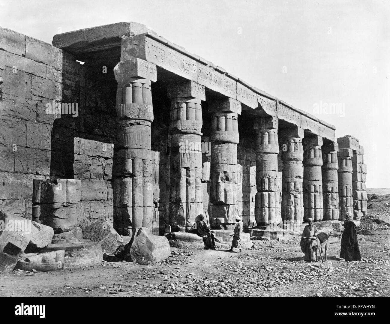 EGYPT: TEMPLE AT THEBES. /nThe columns of a temple at Thebes, Egypt ...