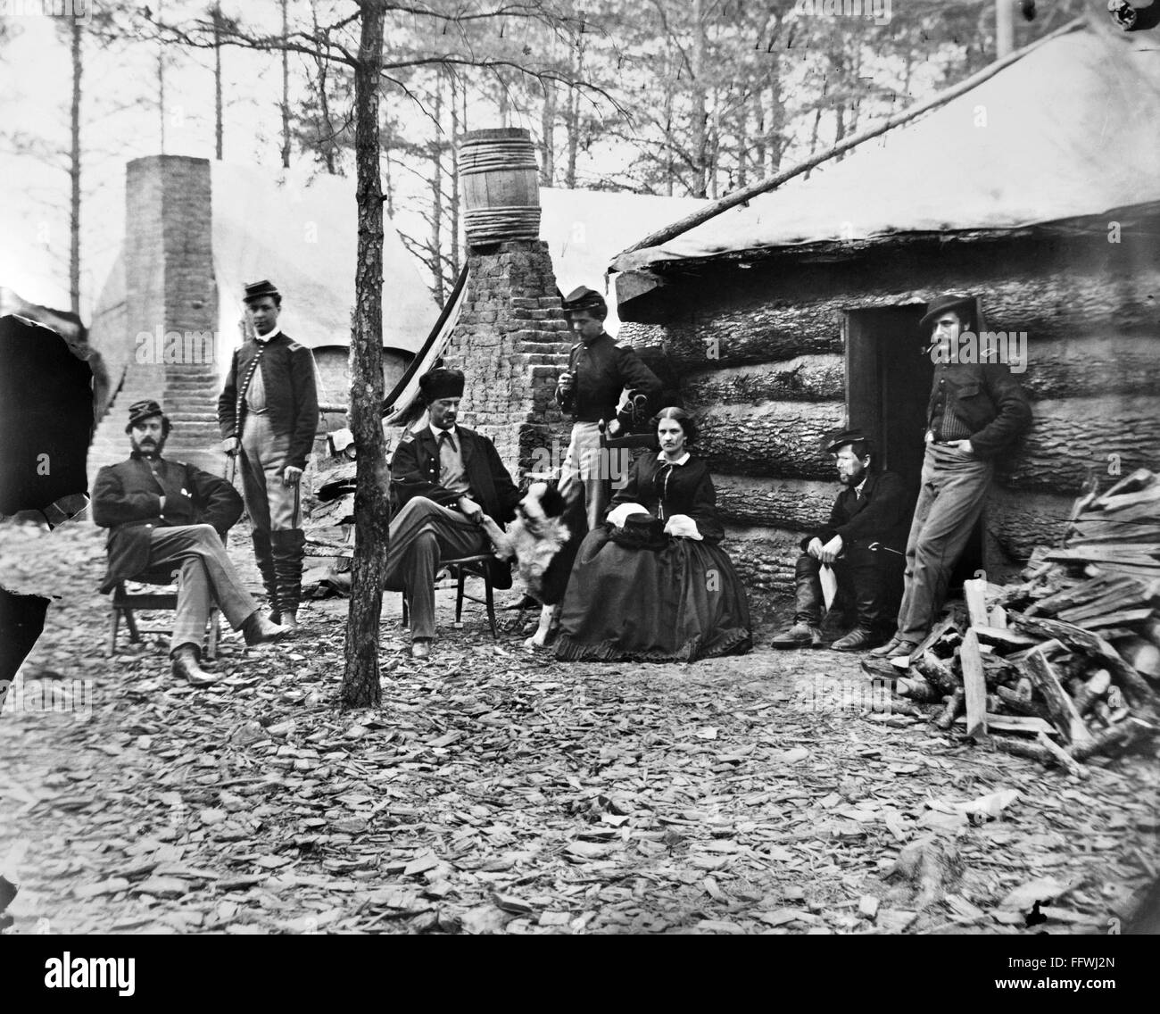 CIVIL WAR: BRANDY STATION. /nOfficers and a lady at the headquarters of ...