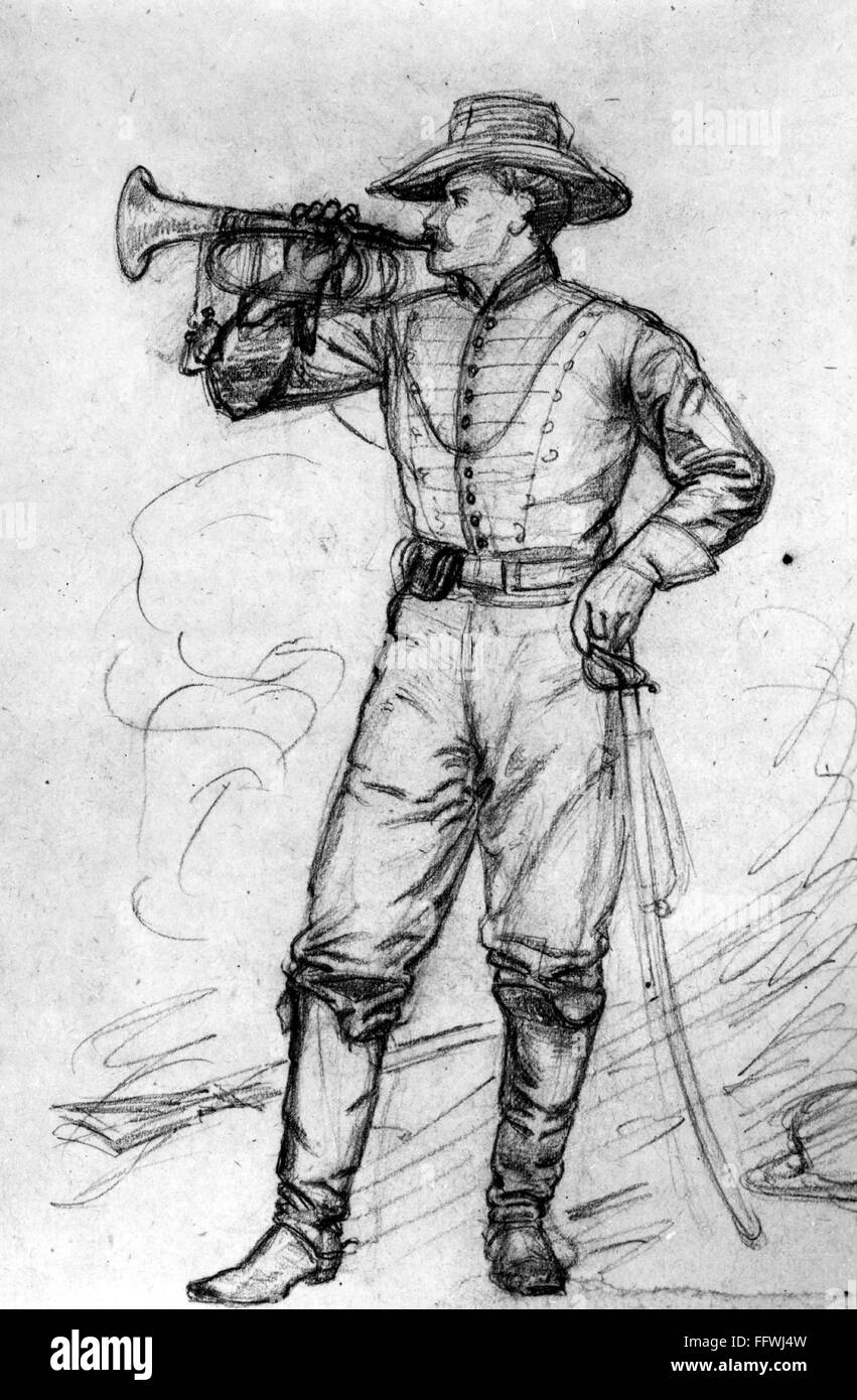 CIVIL WAR: UNION BUGLER. /nPencil drawing by Alfred R. Waud, c1864 ...