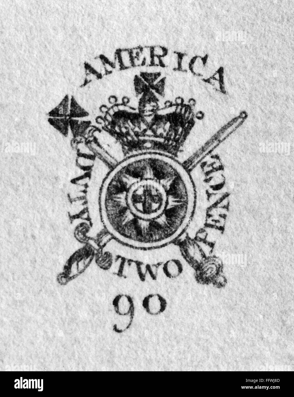 COLONIAL TAX STAMP. /nBritish revenue stamp used in the American ...