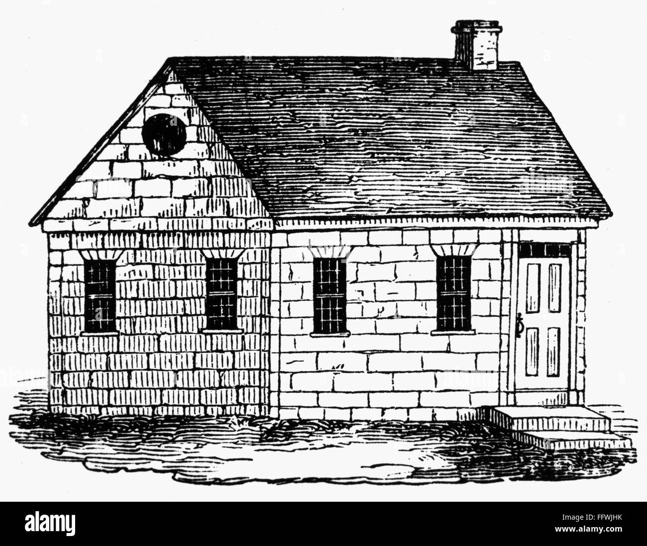 SCHOOLHOUSE, 18th CENTURY. /nAmerican one-room schoolhouse of the mid ...