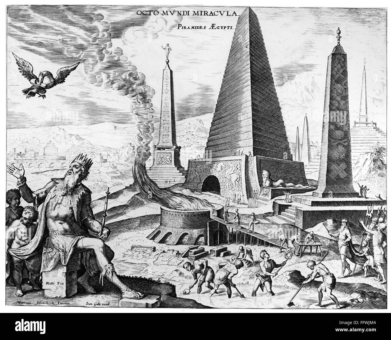 EGYPT: CHEOPS PYRAMID. /nWorkers making bricks and building the great ...