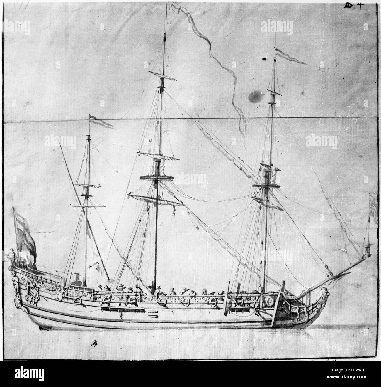 VENETIAN GALLEY. /nLarge Venetian galley. Sketch by Luca Carlevaris ...