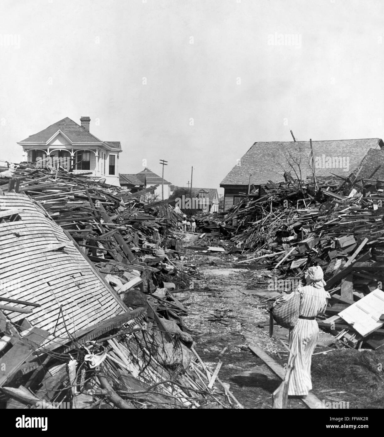 GALVESTON HURRICANE, 1900. /nA path through the debris, following the ...