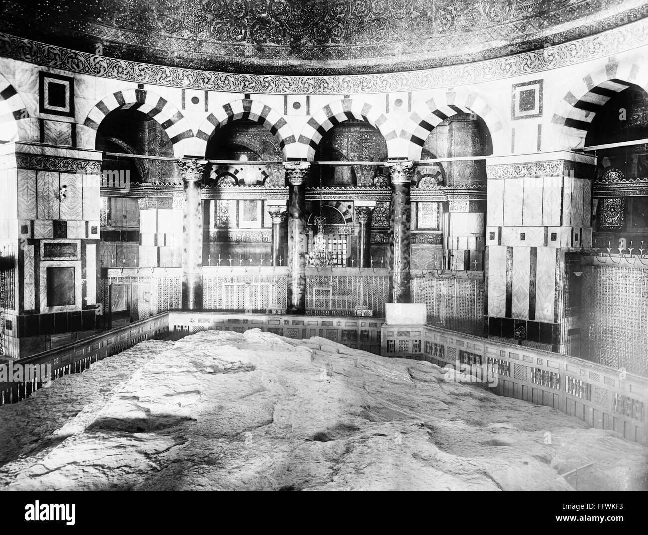 DOME OF THE ROCK. /nThe Rock of Moriah, or Foundation Stone at the the ...