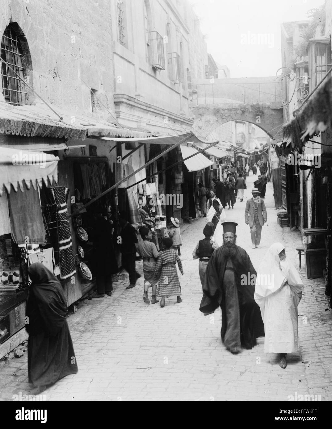 JERUSALEM: STREET. /nA busy street in Jerusalem. Photograph, early 20th ...