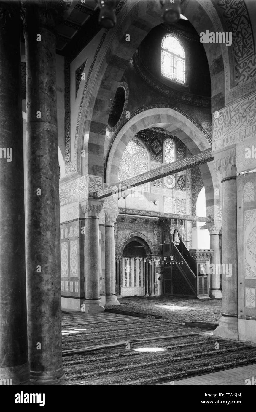 JERUSALEM: AL-AQSA MOSQUE. /nThe temple area and carved wooden pulpit ...