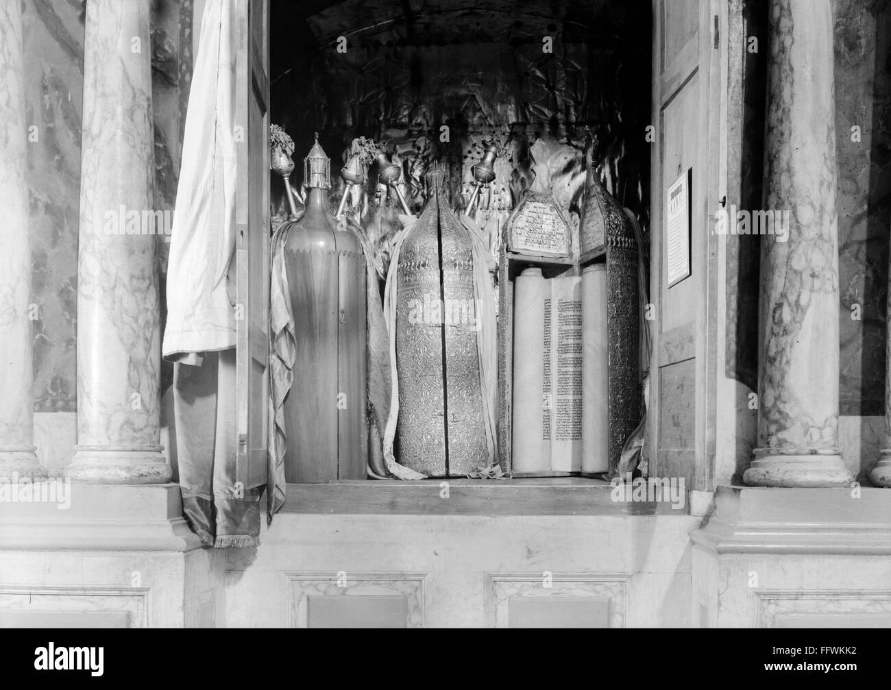 JUDAISM: ANCIENT SCROLLS. /nAncient scrolls in the Stambouli Synagogue ...