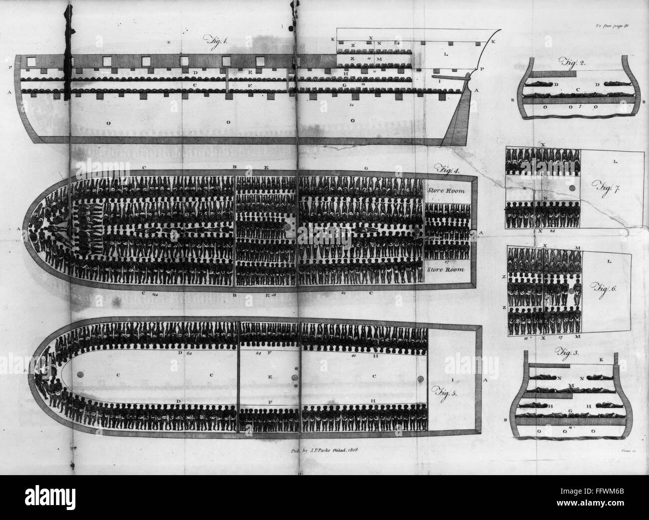 SLAVE TRADE: SHIP, c1808. /nAmerican diagram of a slave ship, c1808 ...
