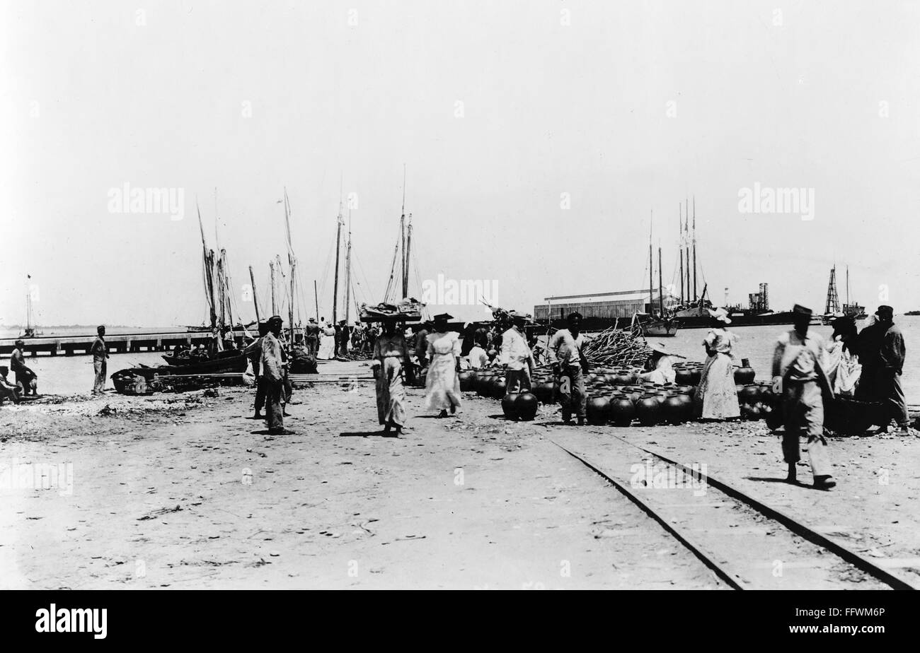 HAITI: PORT-AU-PRINCE. /nWaterfront scene on the pier of Port-au-Prince ...