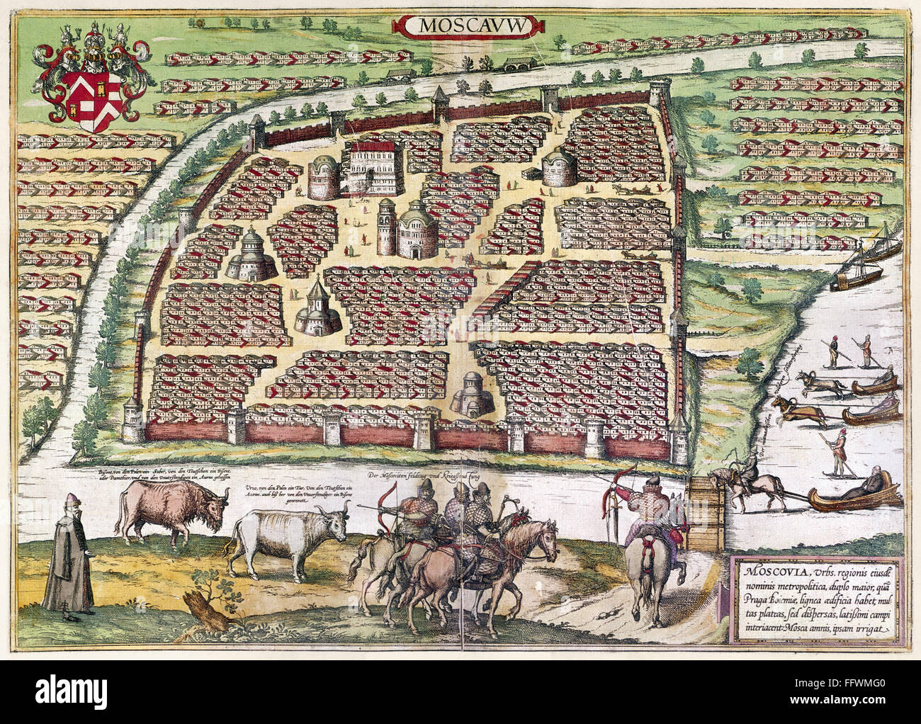 RUSSIA: MOSCOW, 1591. /nMap of Moscow, Russia, from 'Civitas Orbis ...