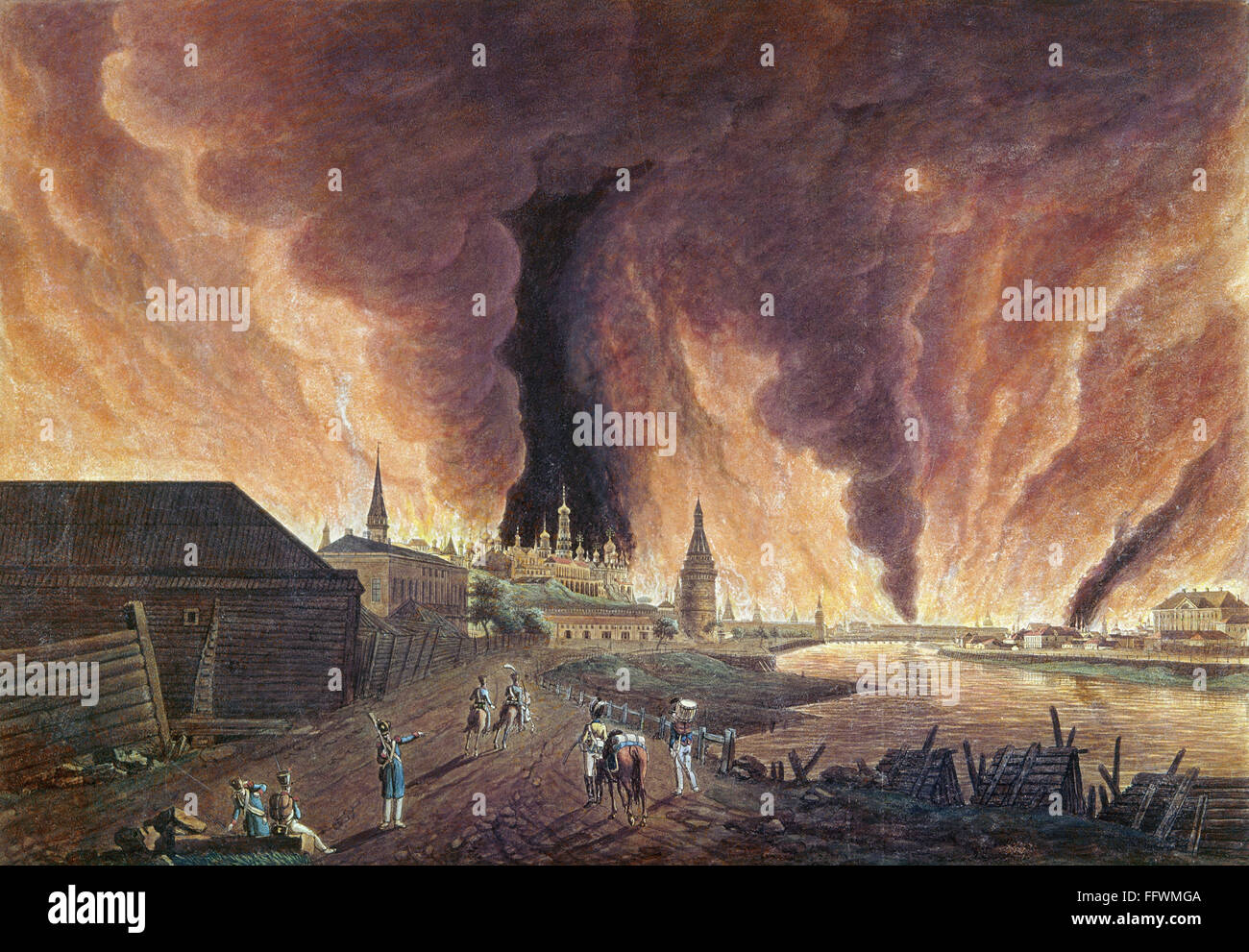 NAPOLEON I: MOSCOW, 1812. /nThe burning of Moscow, Russia by Napoleon's ...