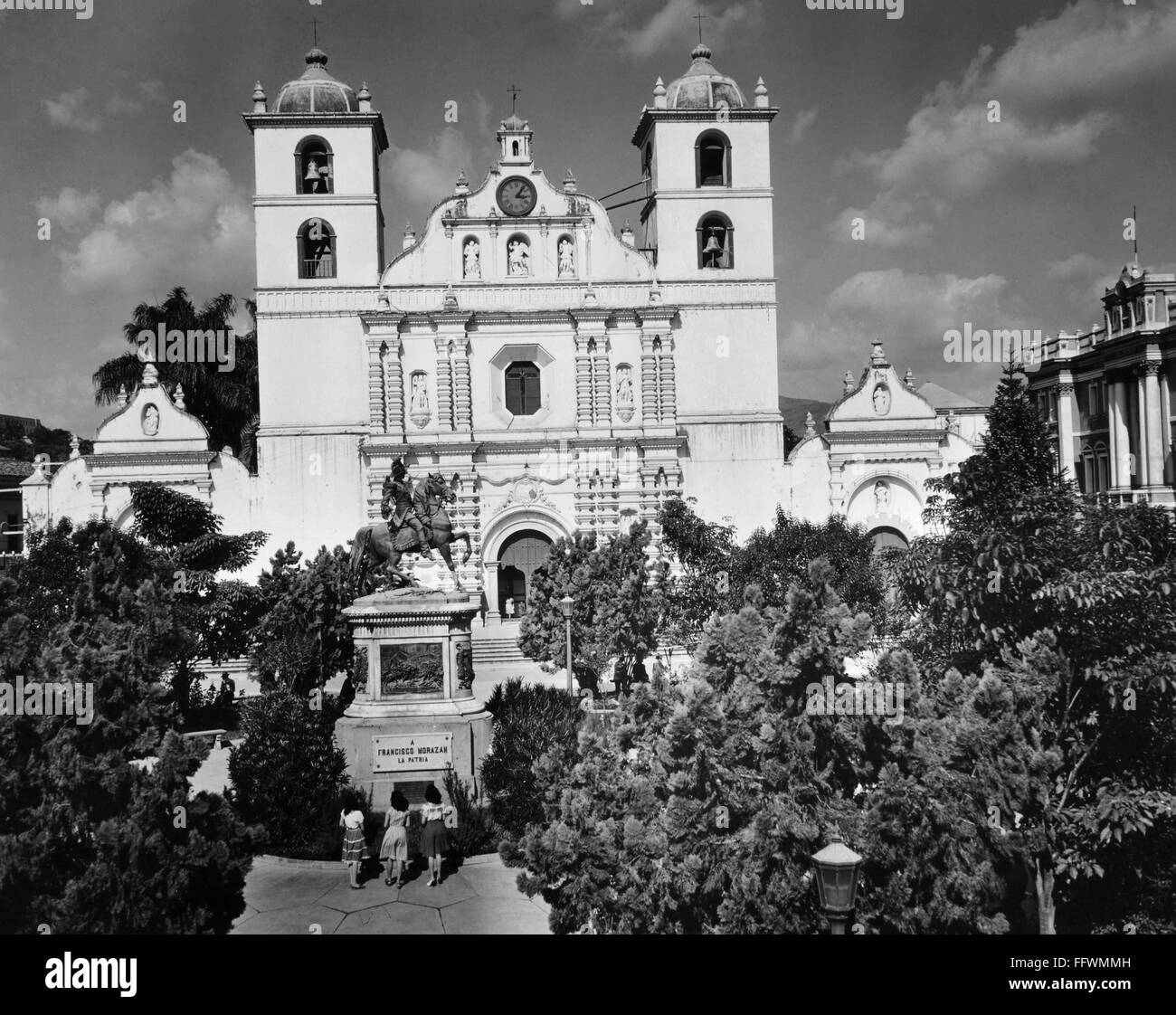 HONDURAS: TEGUCIGALPA. /nThe statue of Francisco Morazan in front of ...