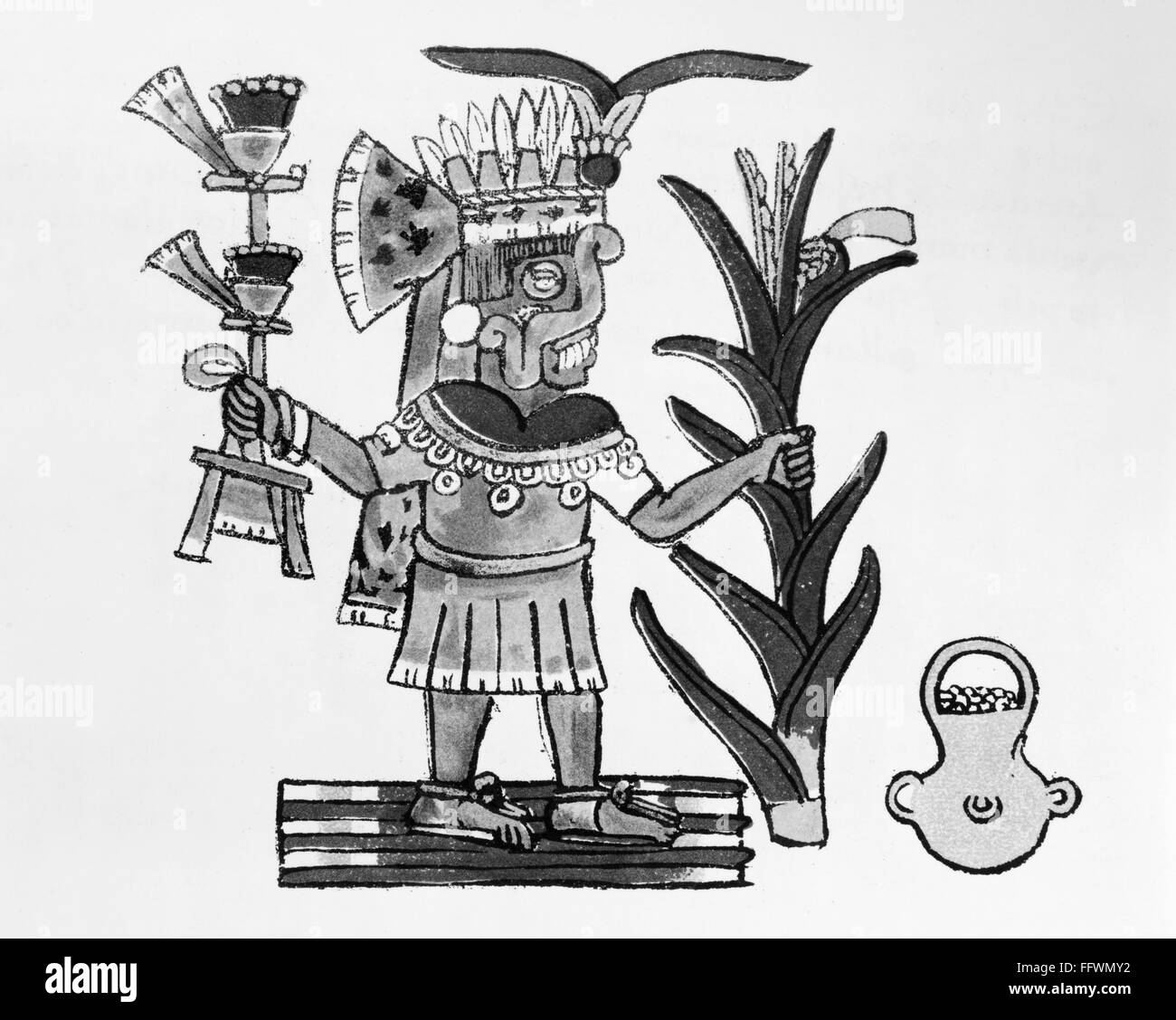 MEXICO: AZTEC DEITY. /nAn Aztec deity with maize. Manuscript ...