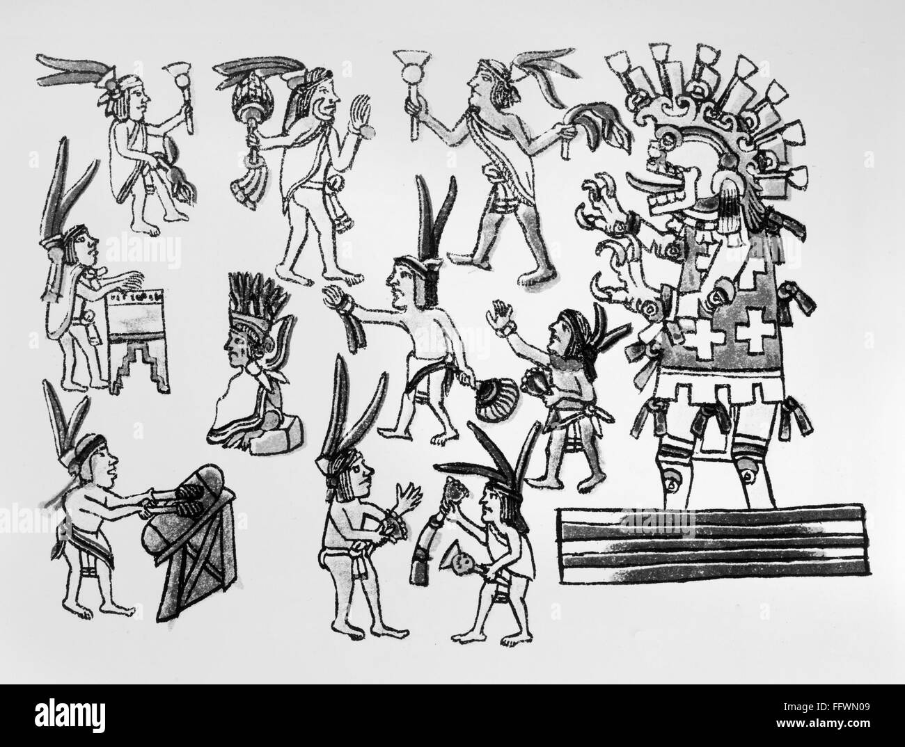 MEXICO: AZTEC CEREMONY. /nAn Aztec religious ceremony. Manuscript ...