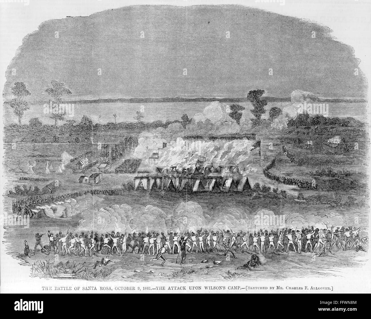 CIVIL WAR: SANTA ROSA, 1861. /nThe Confederate attack on Colonel ...