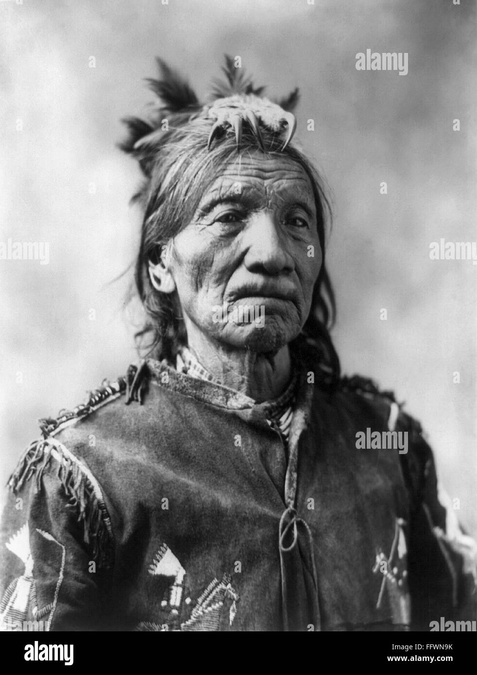 CHIEF BLACK HORSE. /nComanche war chief. Photograph, c1920 Stock Photo ...