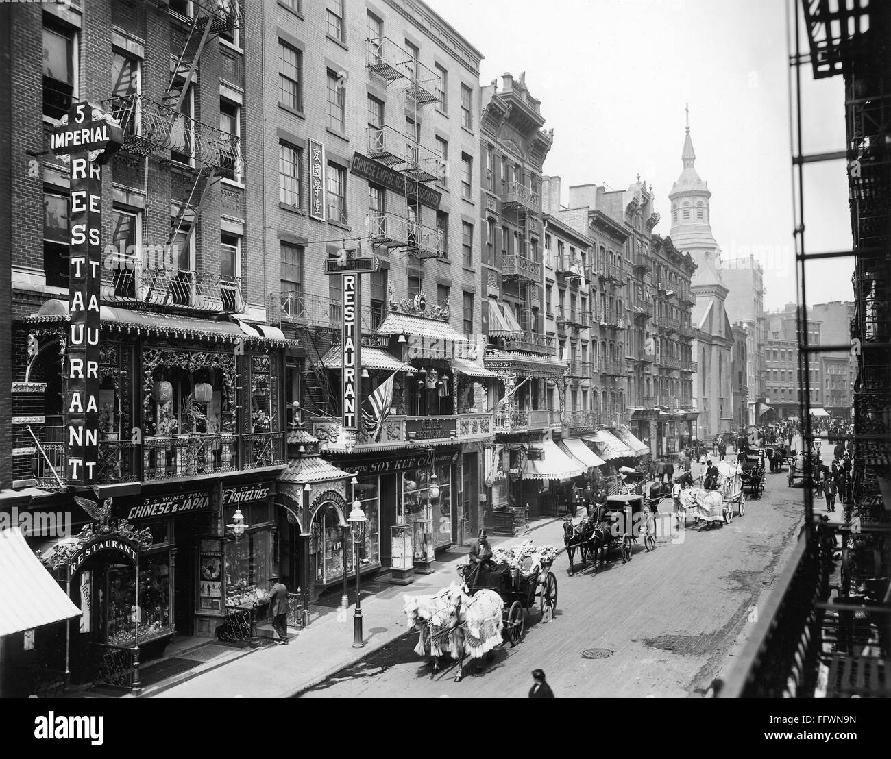 NEW YORK: CHINATOWN, 1905. /nChinese restaurants on Mott Street in New ...