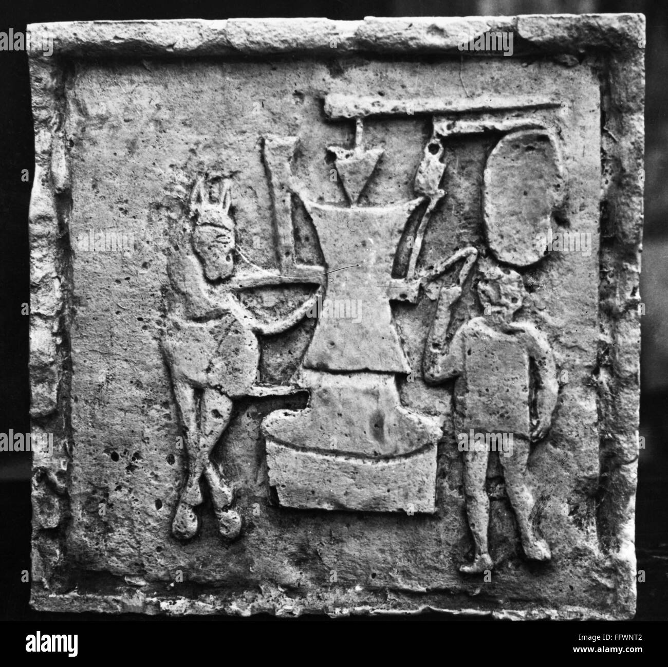 ROMAN RELIEF: MILL. /nRoman tomb relief depicting a man driving a ...