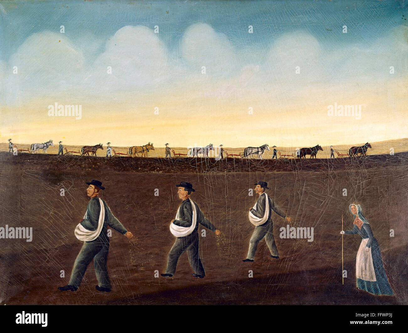 BISHOP HILL COLONY, 1875. /nPlowing and sowing in spring at Bishop Hill ...