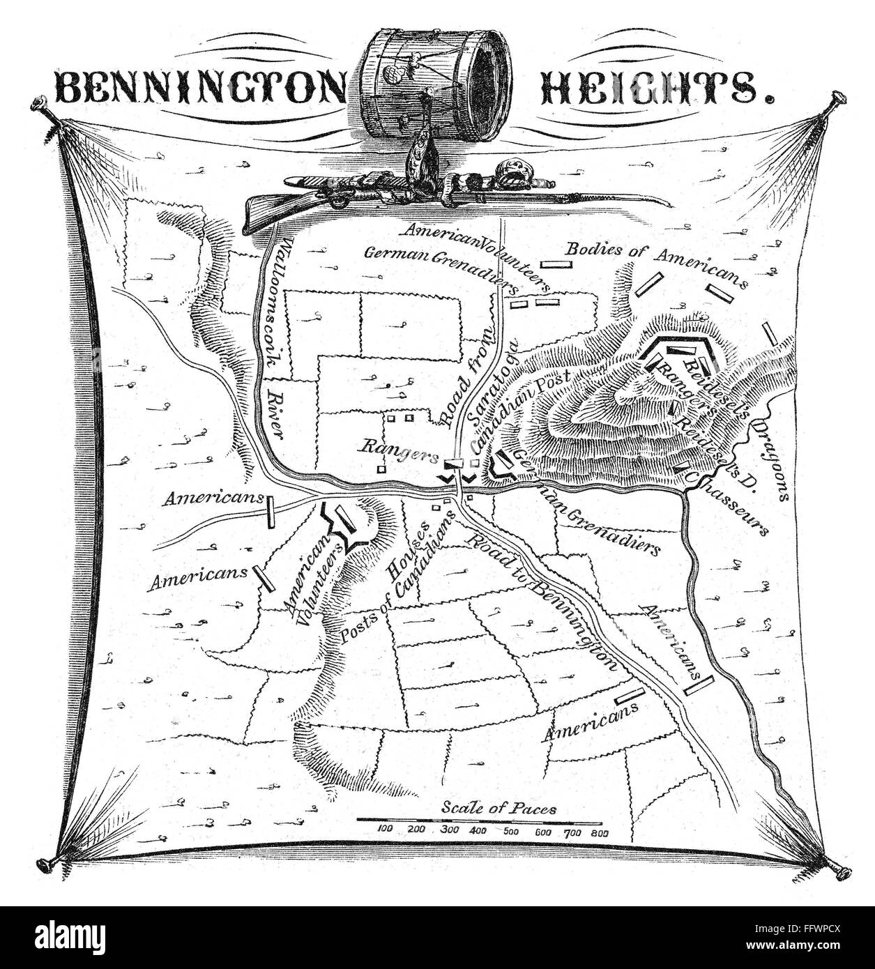BATTLE OF SARATOGA, 1777. /nThe American positions on Bemis Heights ...