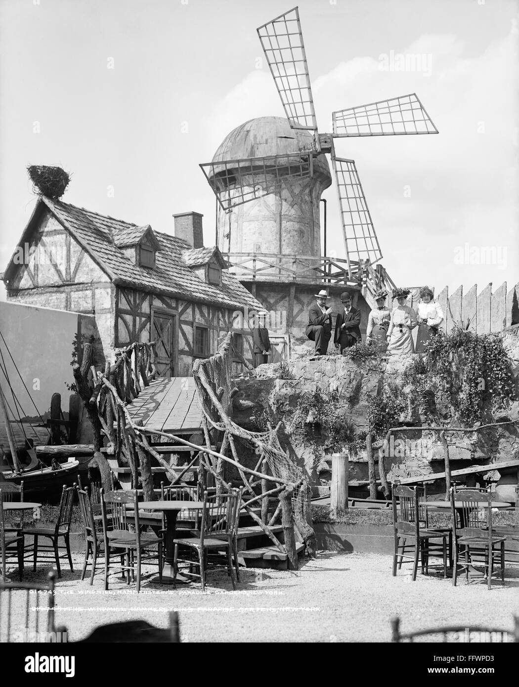 NEW YORK: WINDMILL, c1905. /nA group of people posing in front of the ...