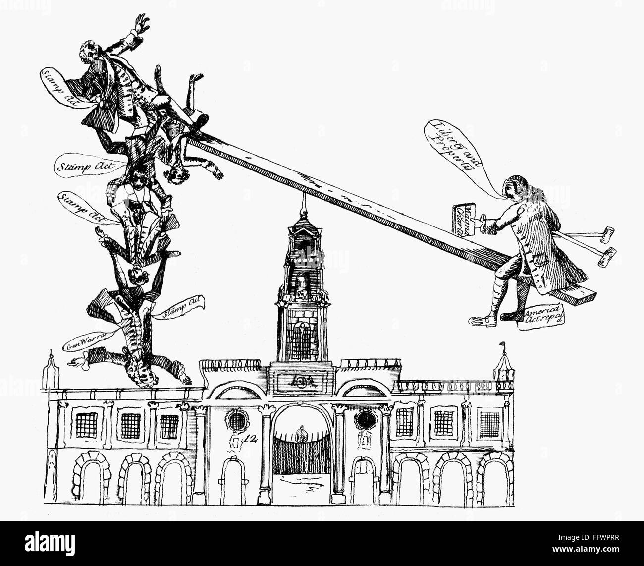 STAMP ACT CARTOON, 1766. /nDetail of a cartoon, 1766, captioned 'The ...