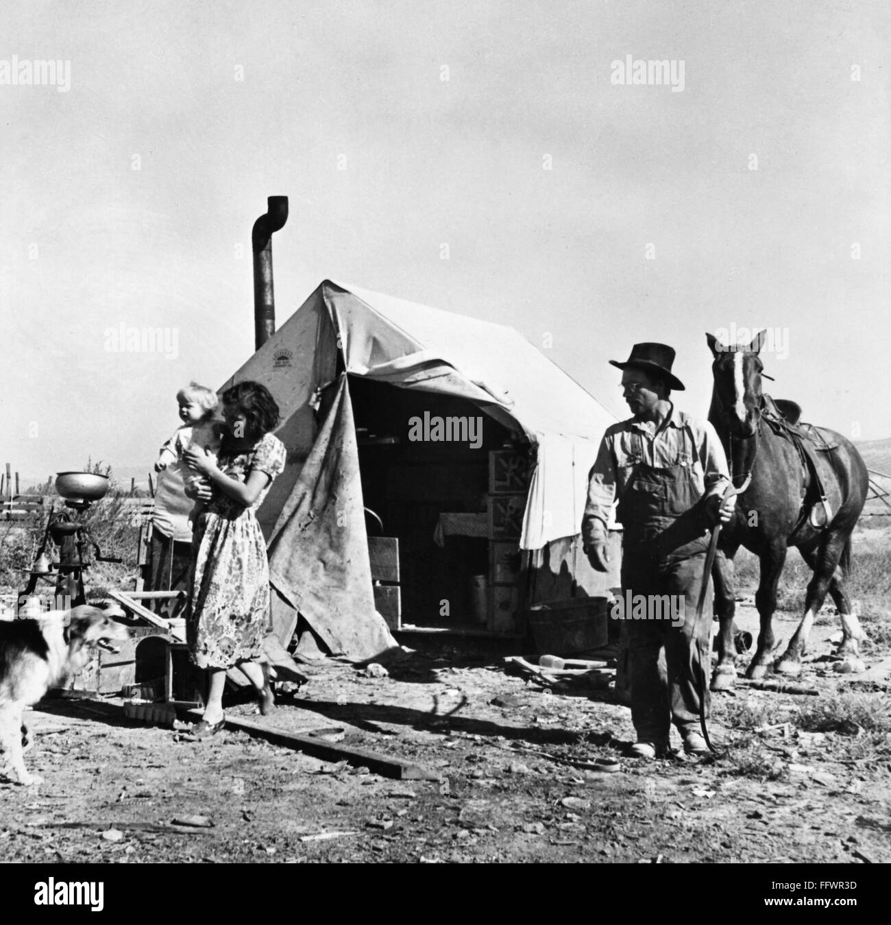 MIGRANT WORKER, 1939. /nThe home of the Fairbanks at the Vale-Owyhee ...