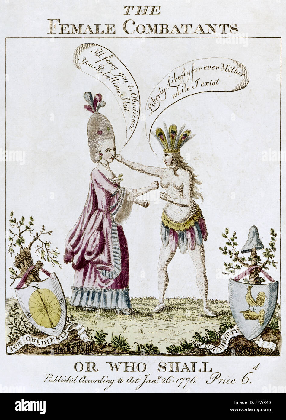 REVOLUTIONARY WAR CARTOON. /n'The Female Combatants - or Who Shall ...