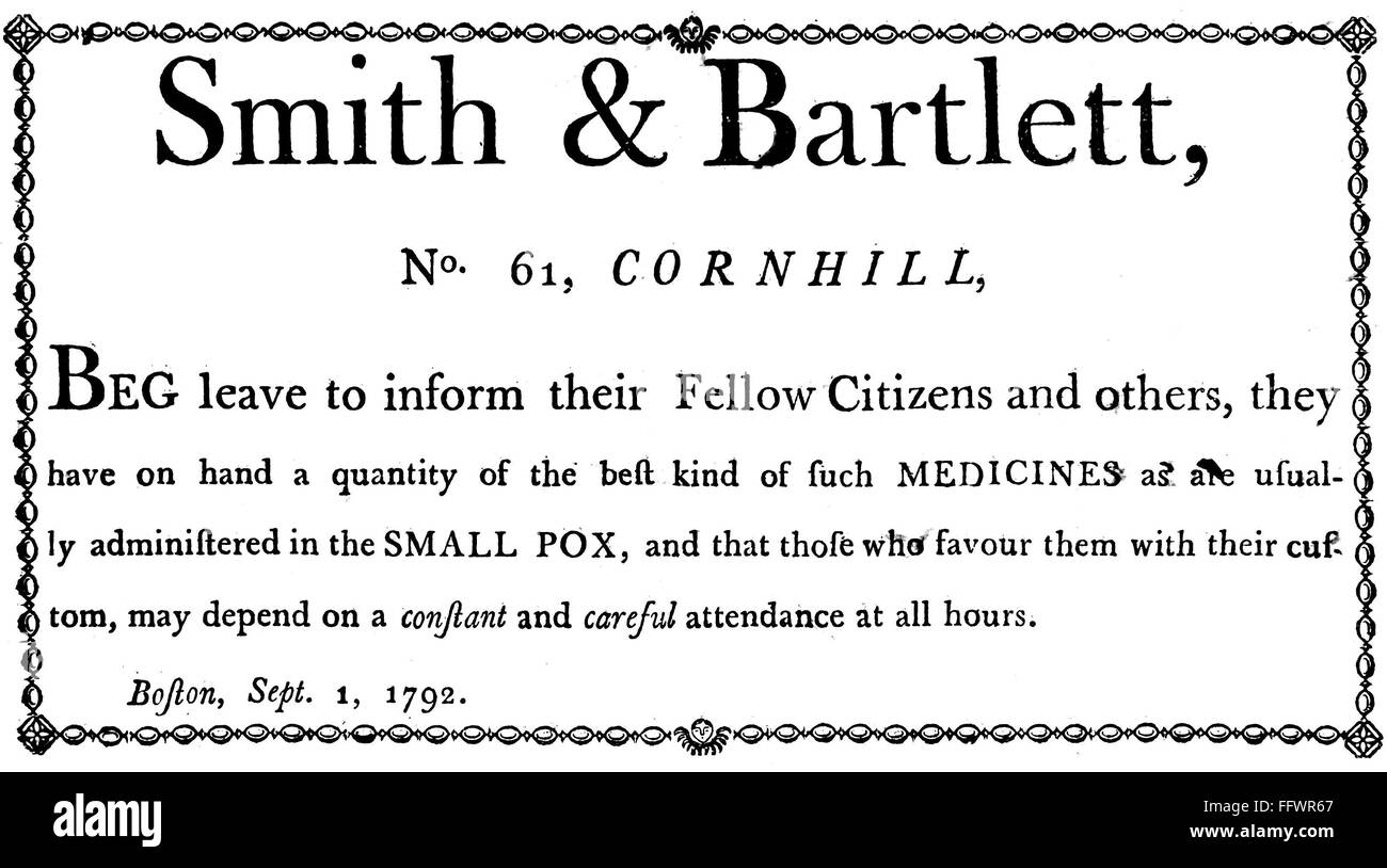 APOTHECARY AD, 1792. /nAdvertisement for the Smith & Bartlett ...