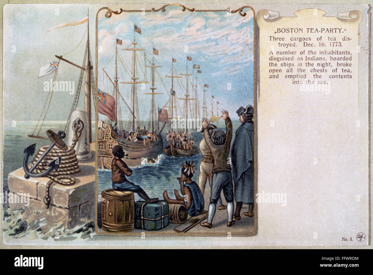 BOSTON TEA PARTY, 1773. /nBostonians watching Sons of Liberty dumping ...