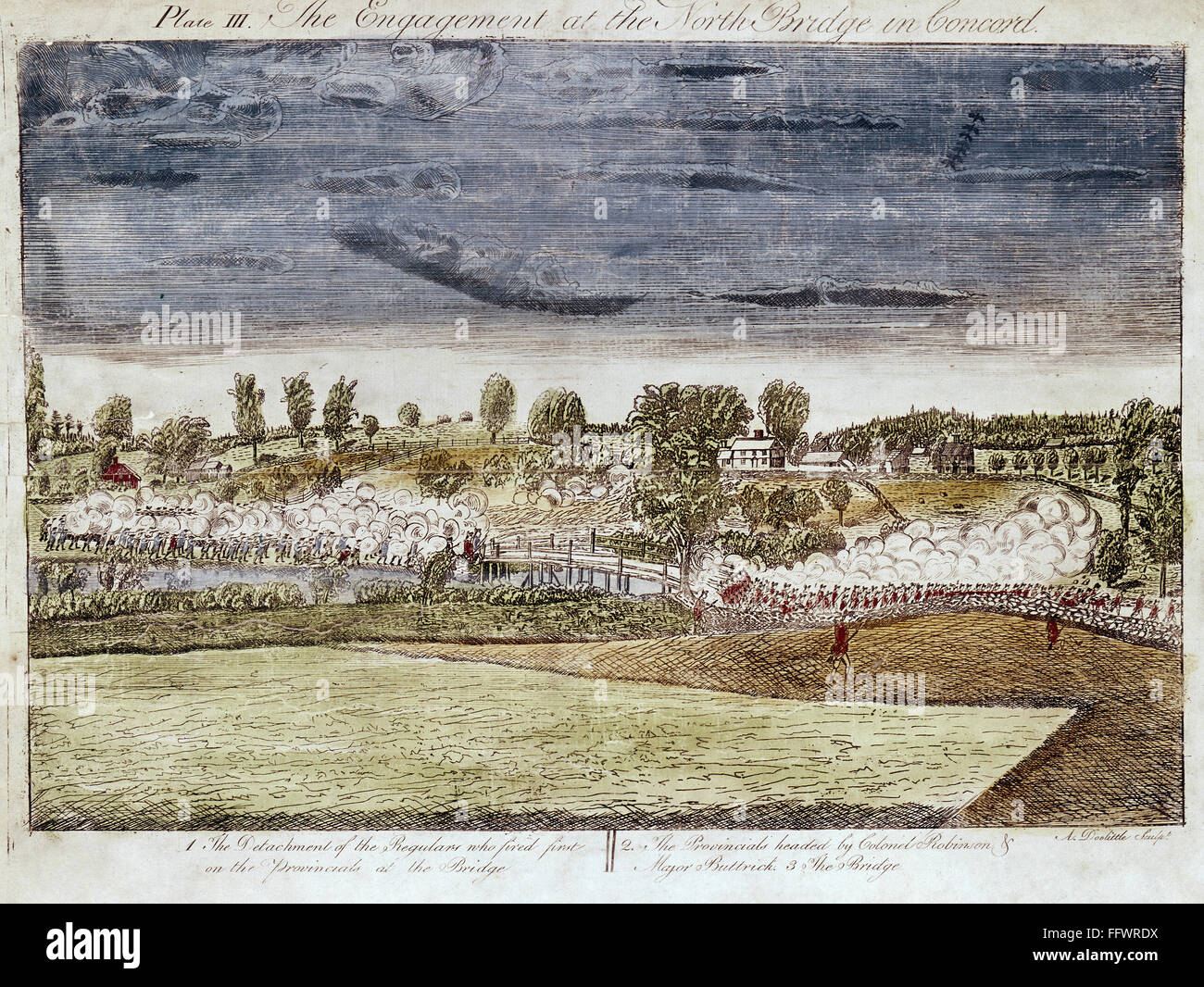 BATTLE OF CONCORD, 1775. /nThe engagement at the North Bridge, Concord ...