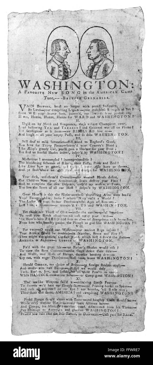 GEORGE WASHINGTON: SONG. /nA broadside song giving a 'Huzza for ...