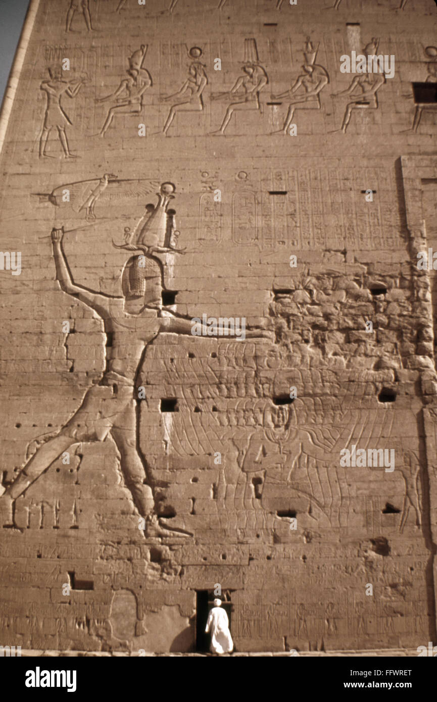 EGYPT: TEMPLE OF HORUS. /nRelief depiction of Ptolemy XII Auletes ...